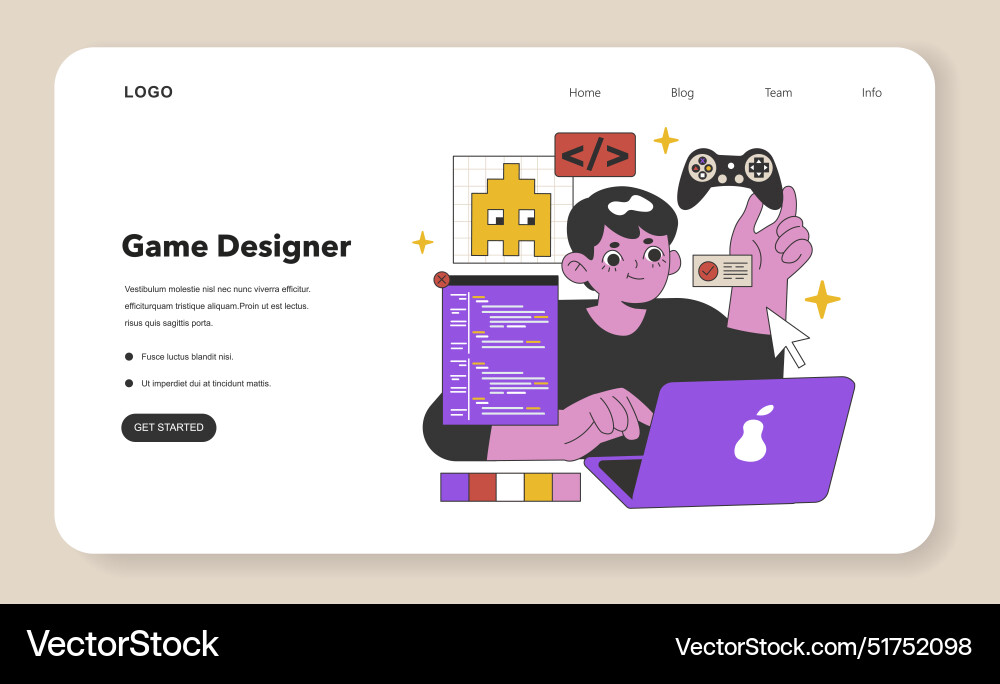 Dynamic game designer developing interactive Vector Image