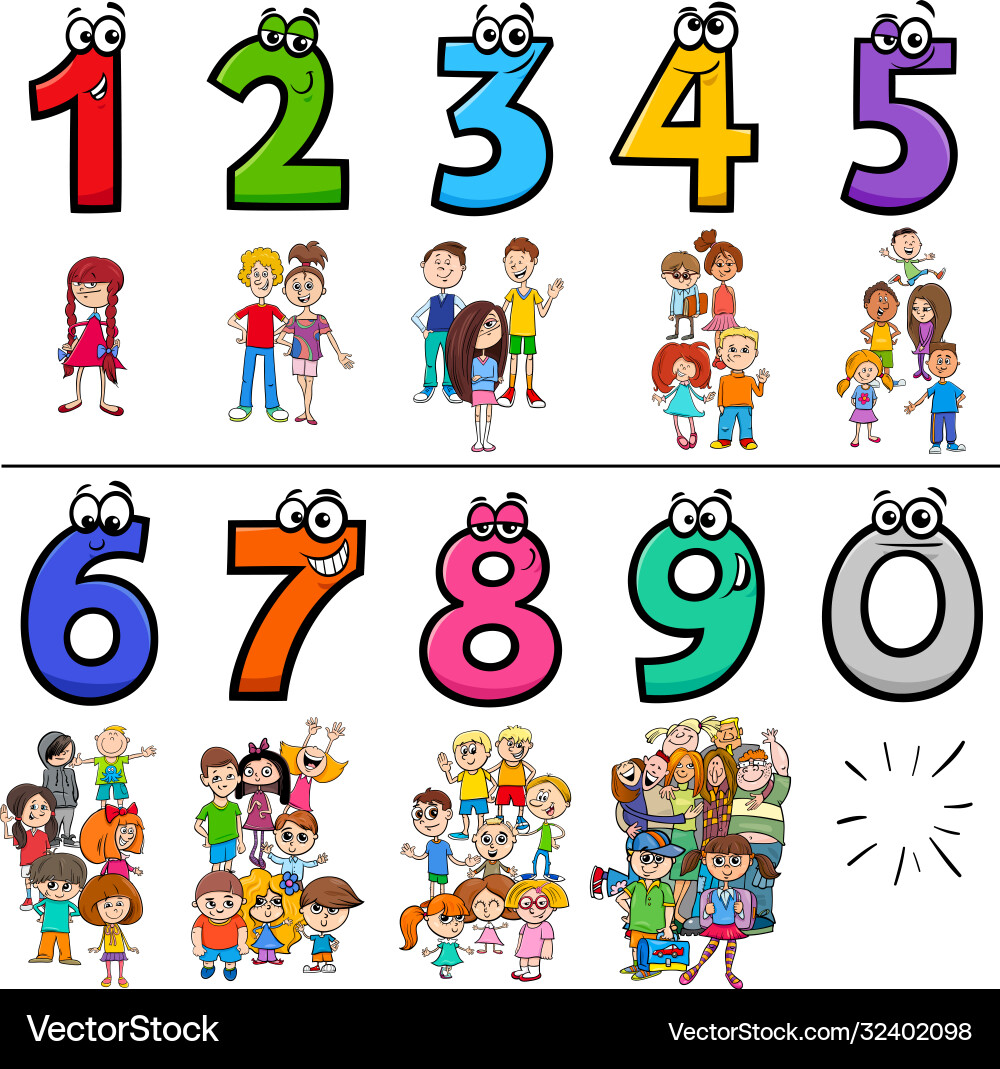 Educational cartoon numbers collection Royalty Free Vector