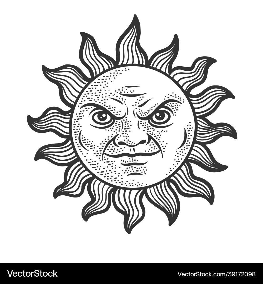 Evil sun sketch Royalty Free Vector Image - VectorStock