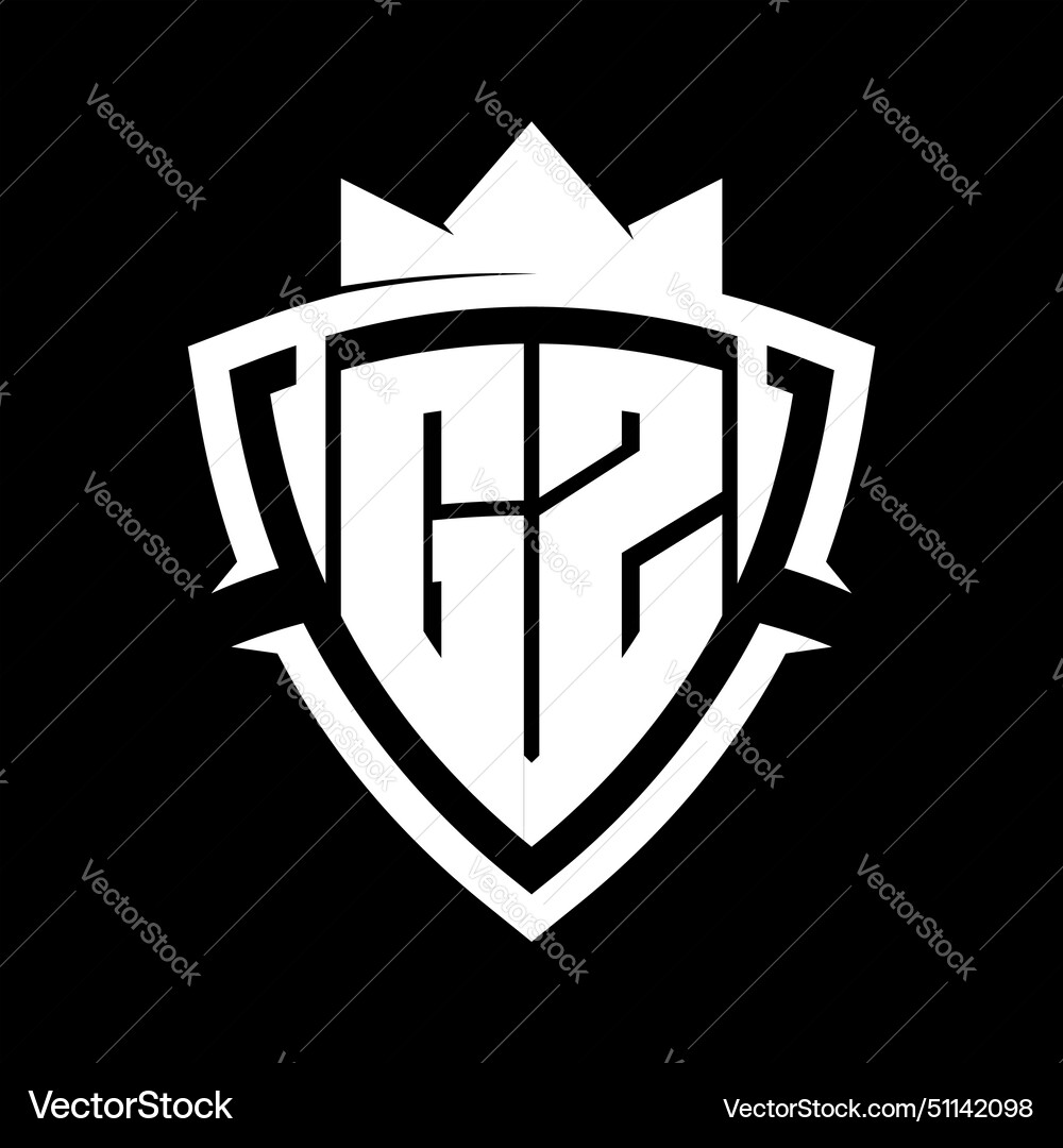 Gz letter monogram with triangle curve shield Vector Image