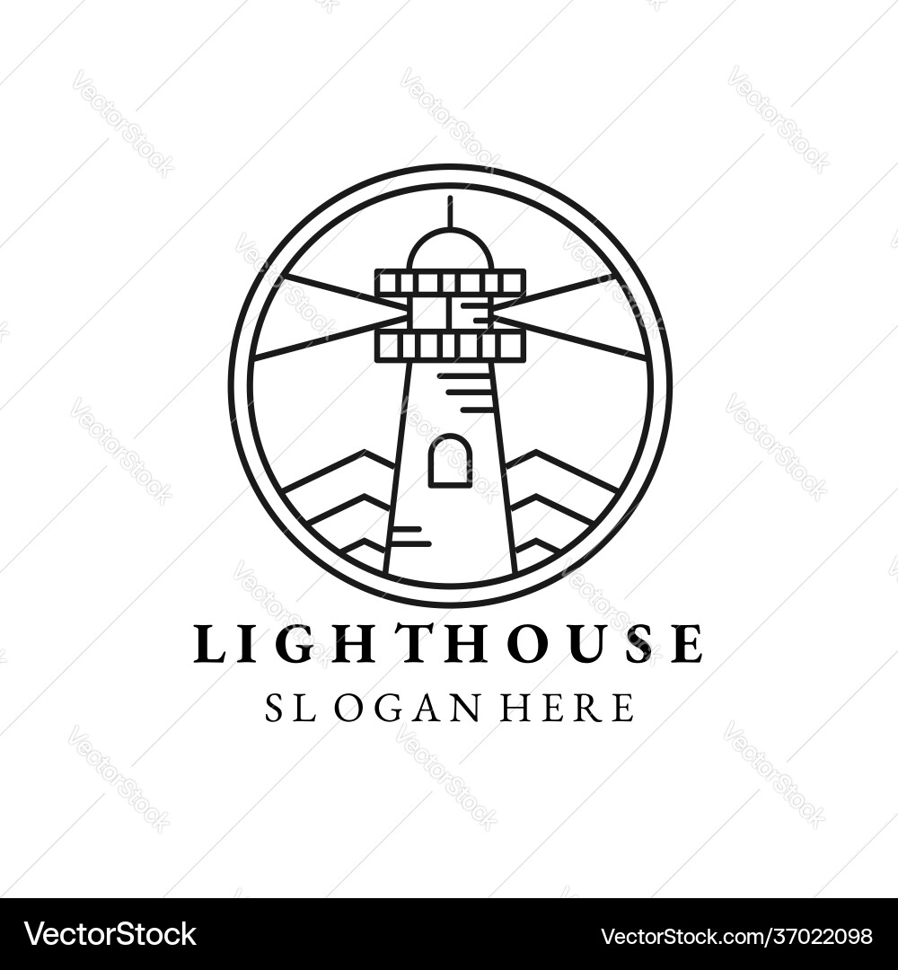 Lighthouse line art emblem icon logo template Vector Image