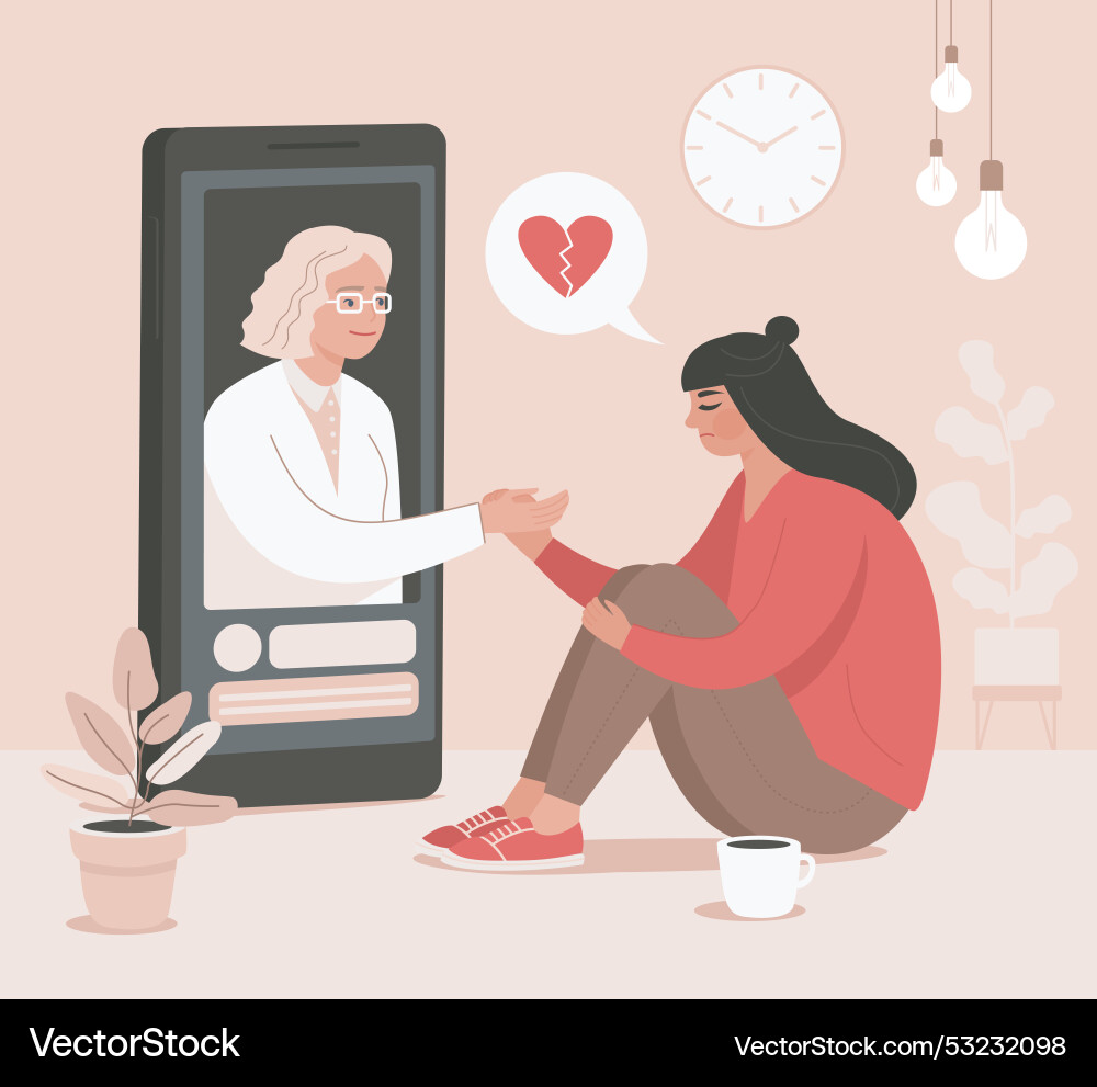 Online psychological help and support service Vector Image