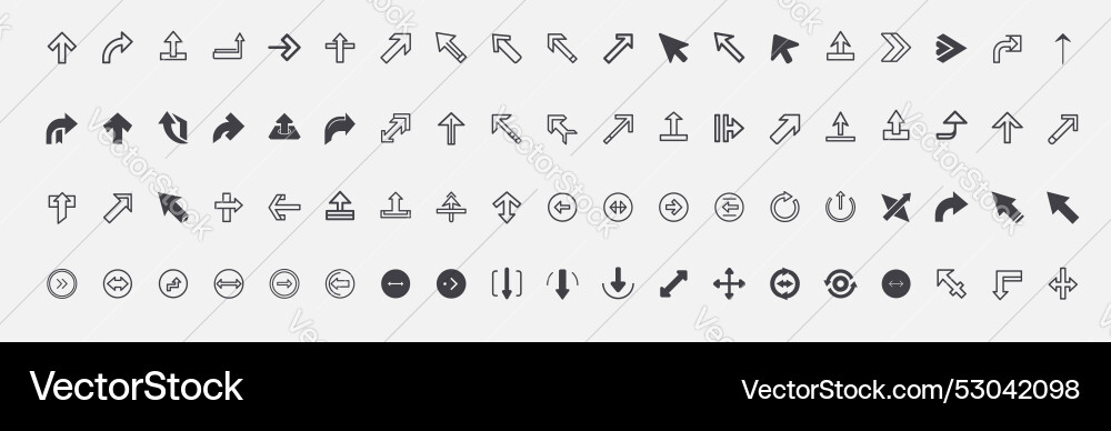 Set black arrows pointing in different directions Vector Image