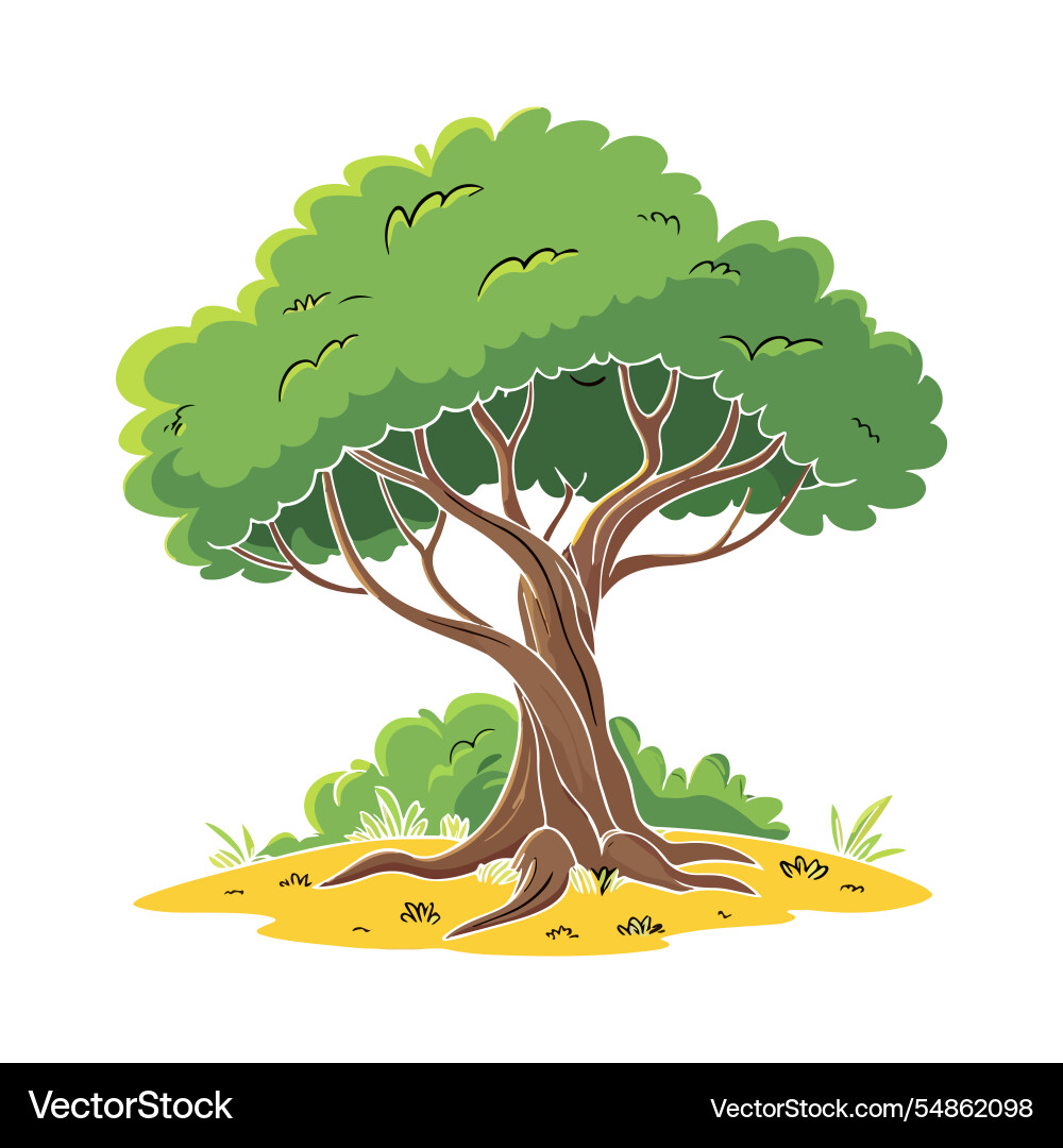 Vibrant cartoon tree art Royalty Free Vector Image