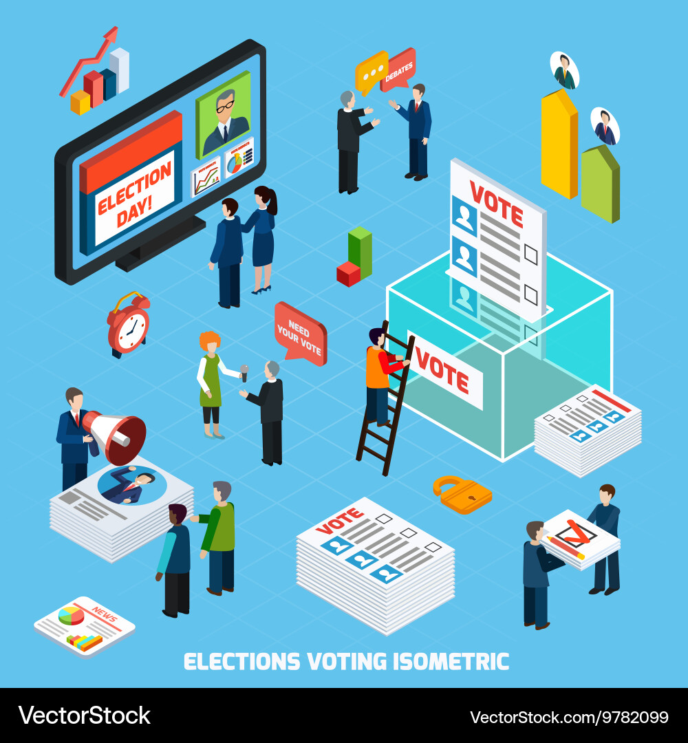 Elections and voting isometric composition Vector Image