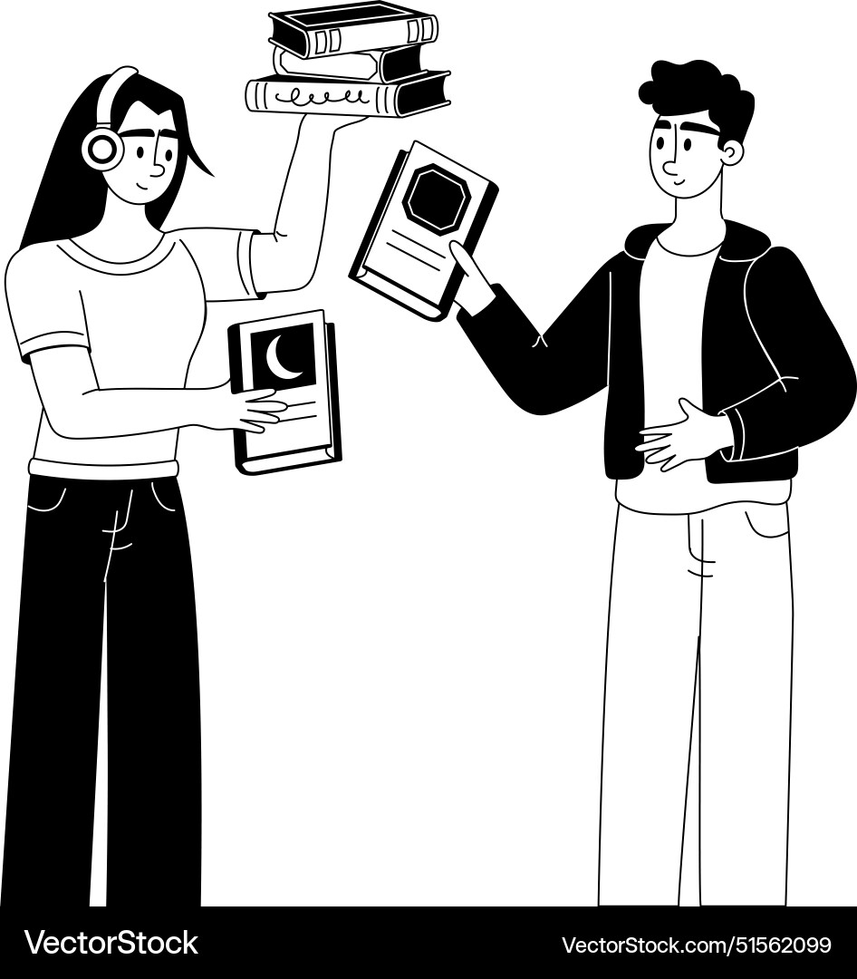 Exchanging books Royalty Free Vector Image - VectorStock