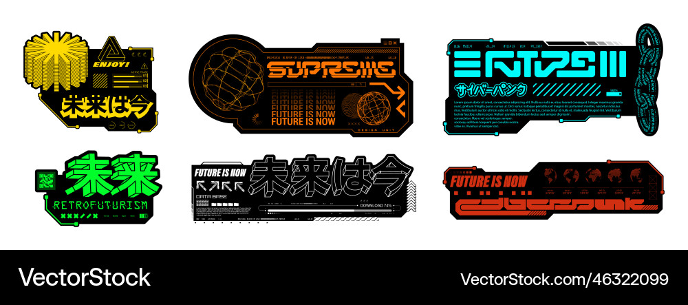 Futuristic lettering art with 3d japanese Vector Image