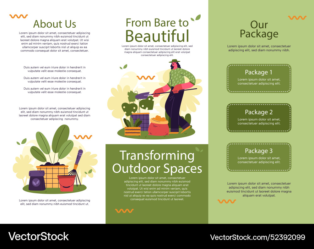 Hand Drawn Landscaping Brochure Template Vector Image