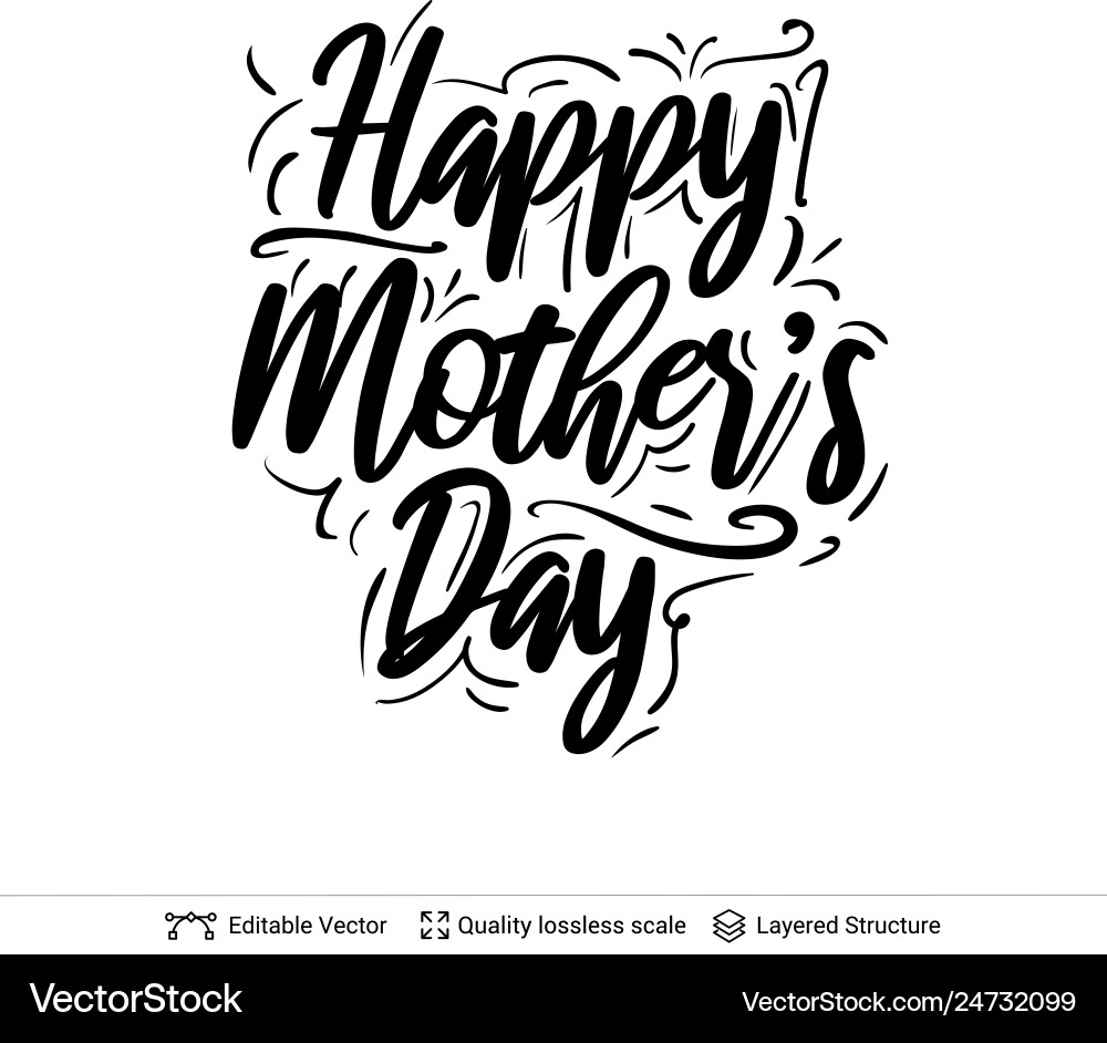 Happy mother day greeting text black on white Vector Image