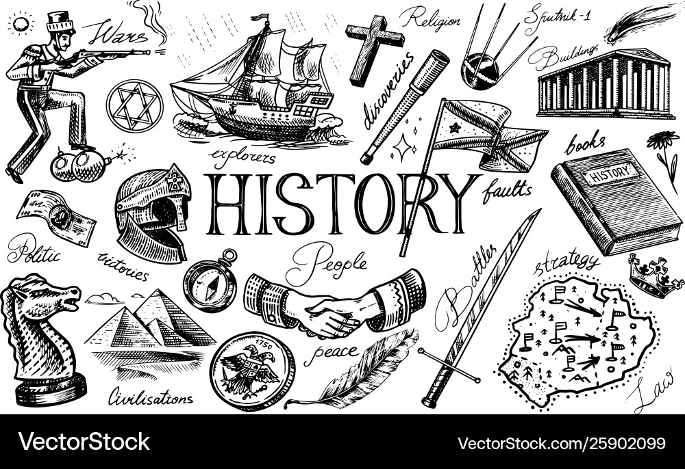 History people science and education Royalty Free Vector