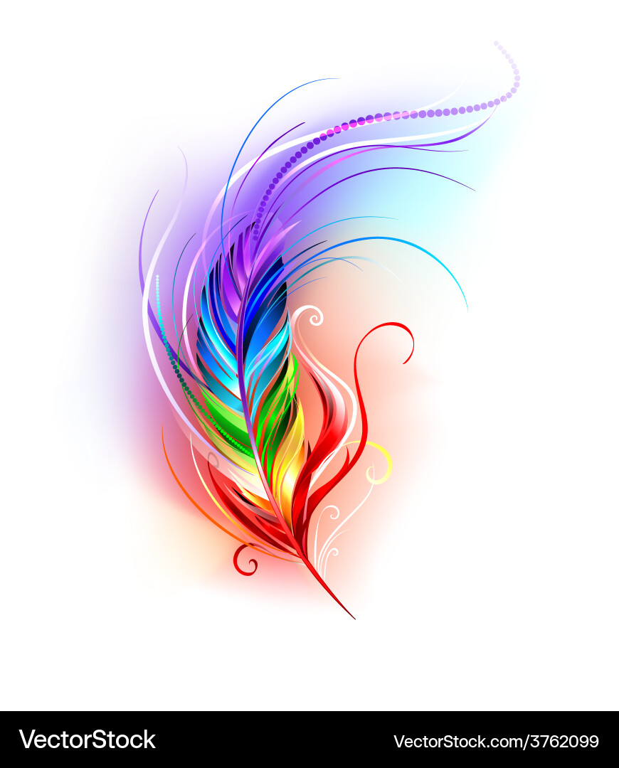 Vibrant Rainbow Feather Royalty Free Vector Image