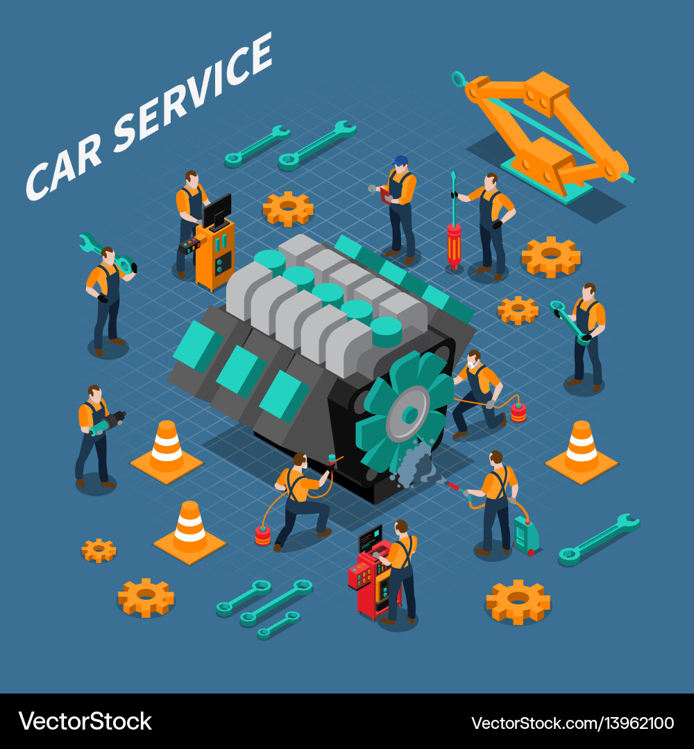 Car service isometric composition Royalty Free Vector Image
