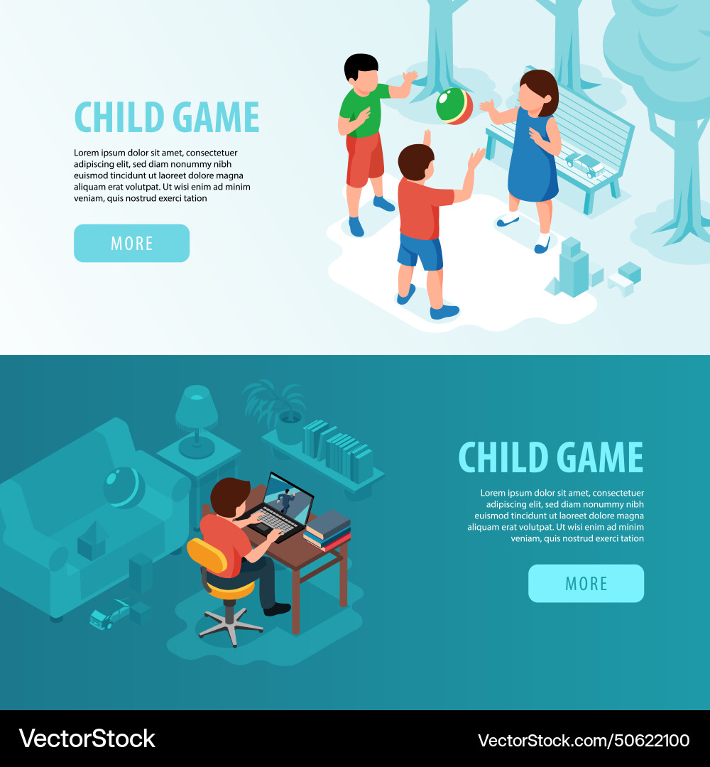 Children horizontal banners set Royalty Free Vector Image