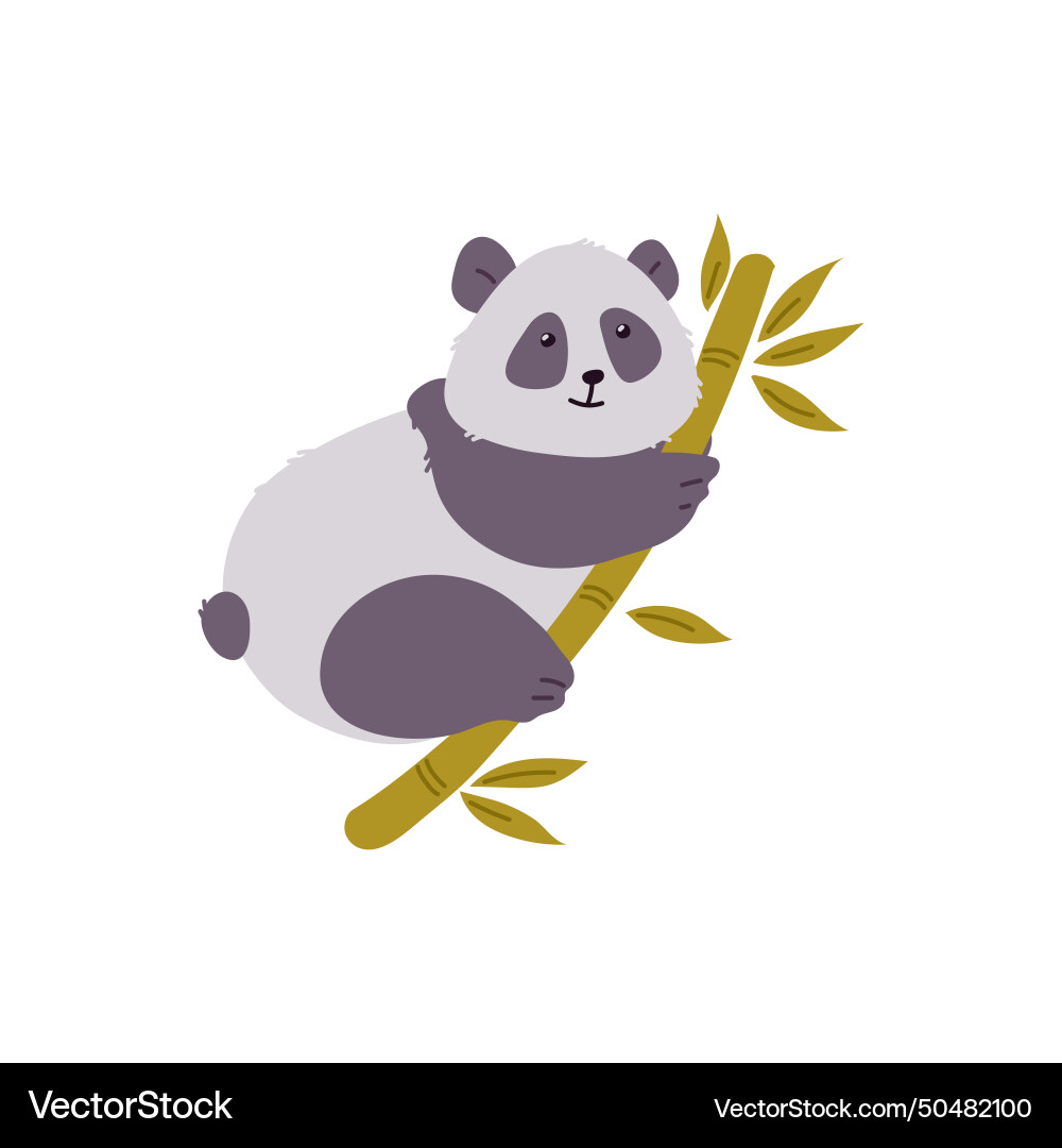 Cute panda crawling on bamboo tree Royalty Free Vector Image