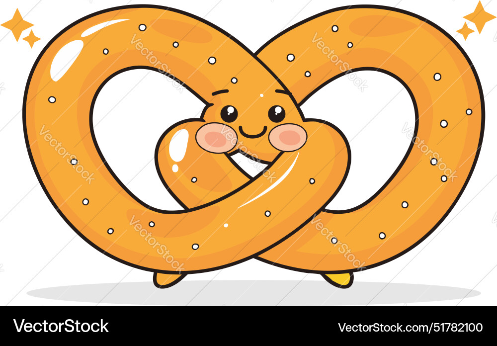 Cute soft pretzels cartoon with in isolated layer Vector Image