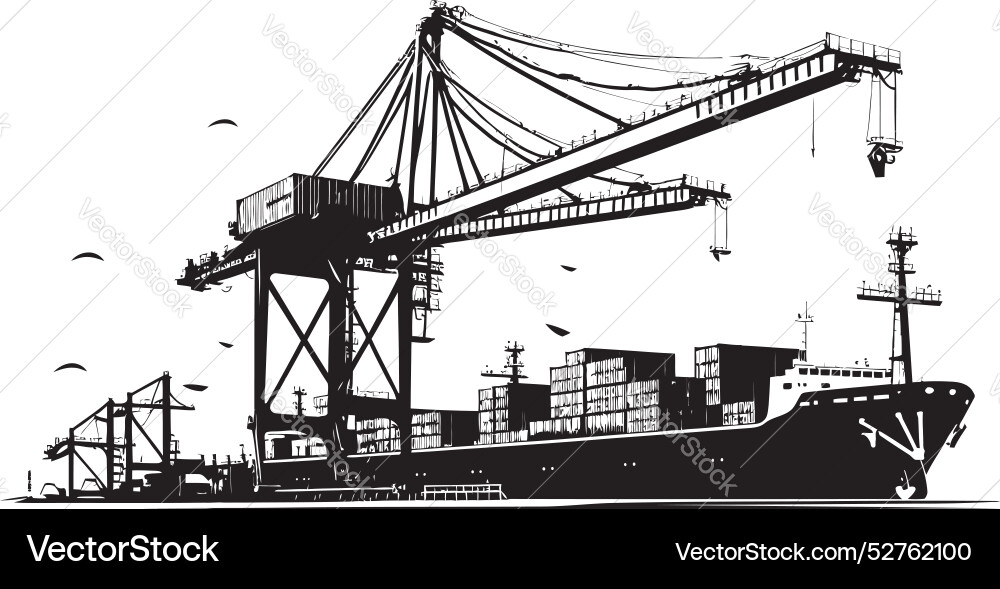 Dockside dynamics industrial cargo ship loading Vector Image