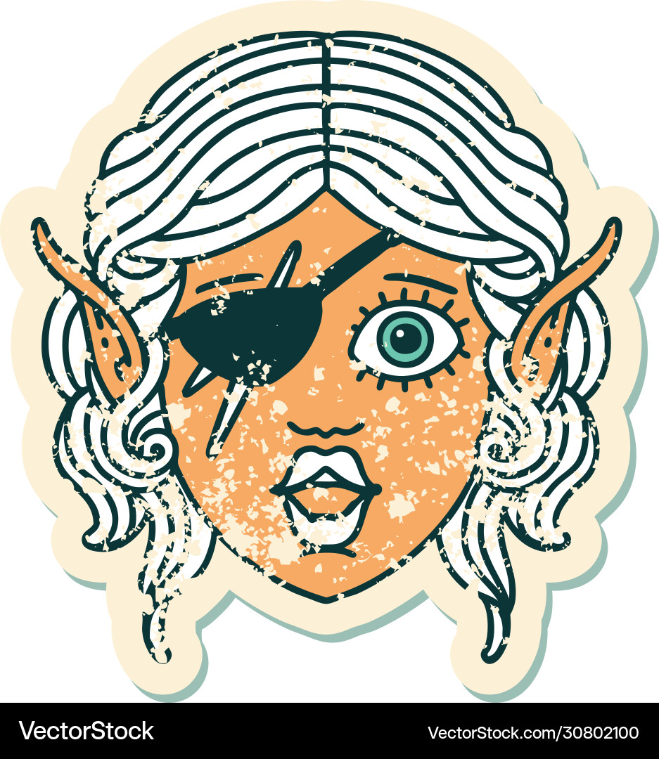 Elf rogue character face Royalty Free Vector Image