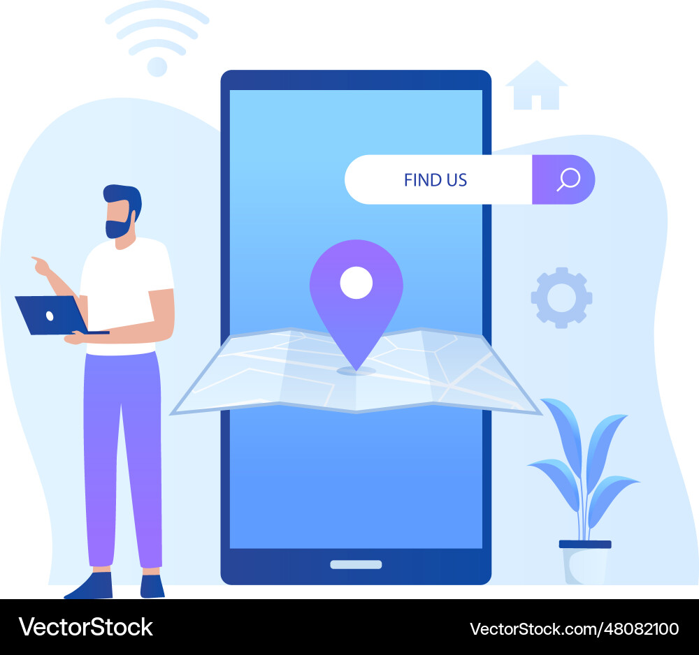Find us location concept design Royalty Free Vector Image