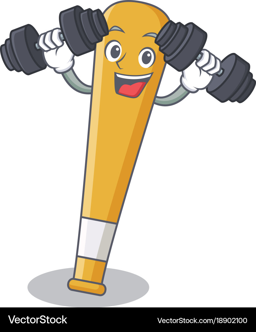 Fitness baseball bat character cartoon Royalty Free Vector