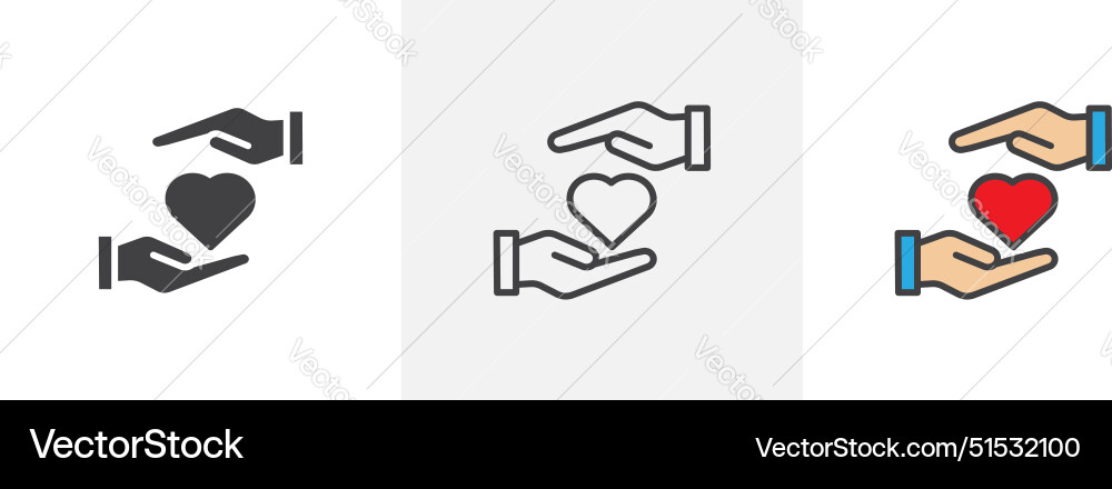 Hand holding heart icon set save and care life Vector Image