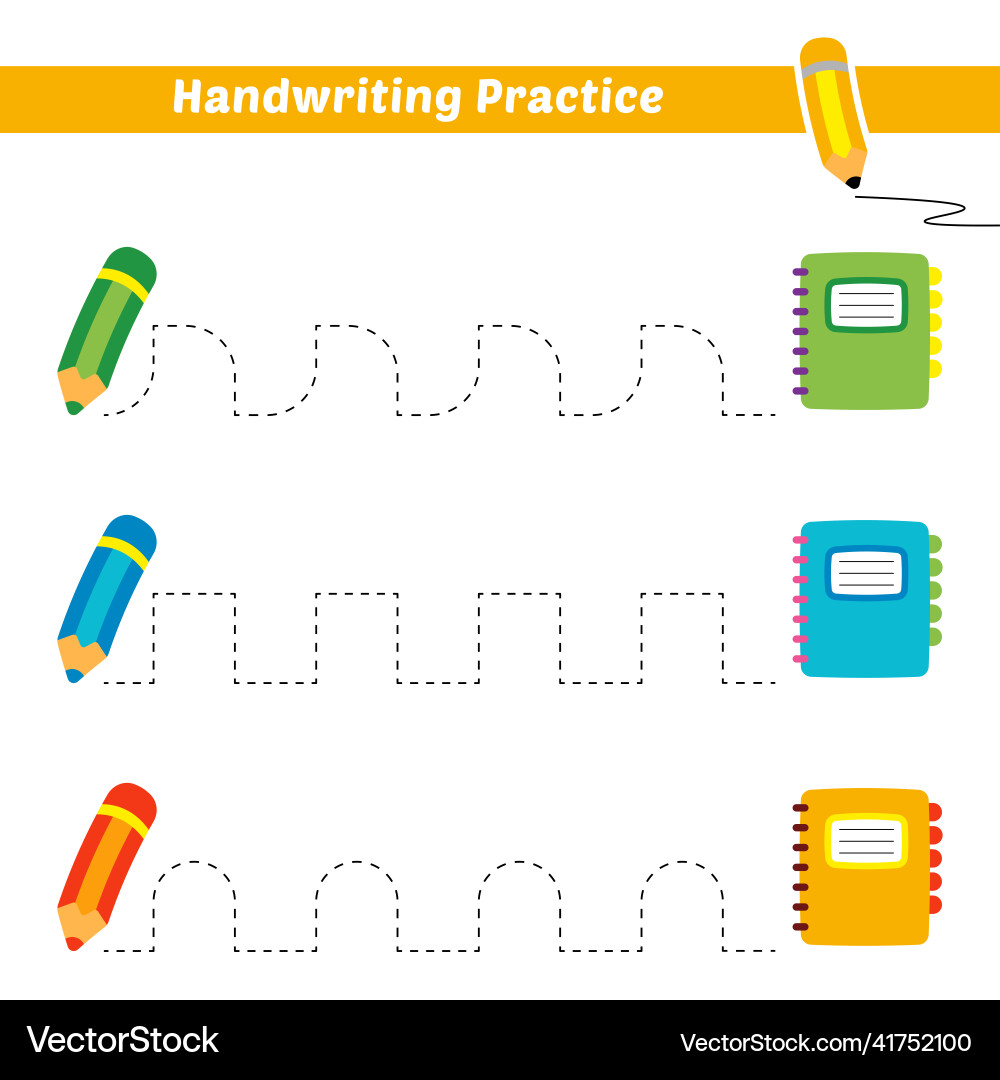 Handwriting practice for kids with pencil and book