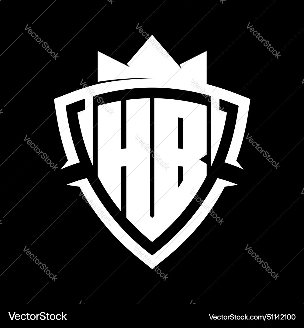 Hb letter monogram with triangle curve shield Vector Image