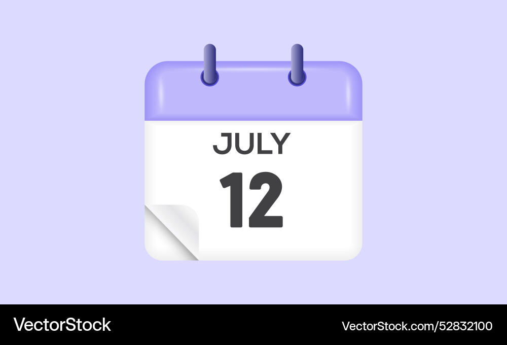 July 12 - calendar and time planner daily Vector Image