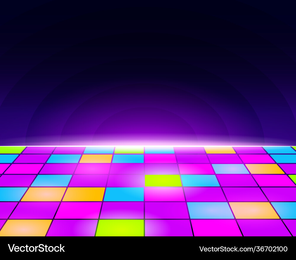 Neon retro dance floor background futuristic Vector Image