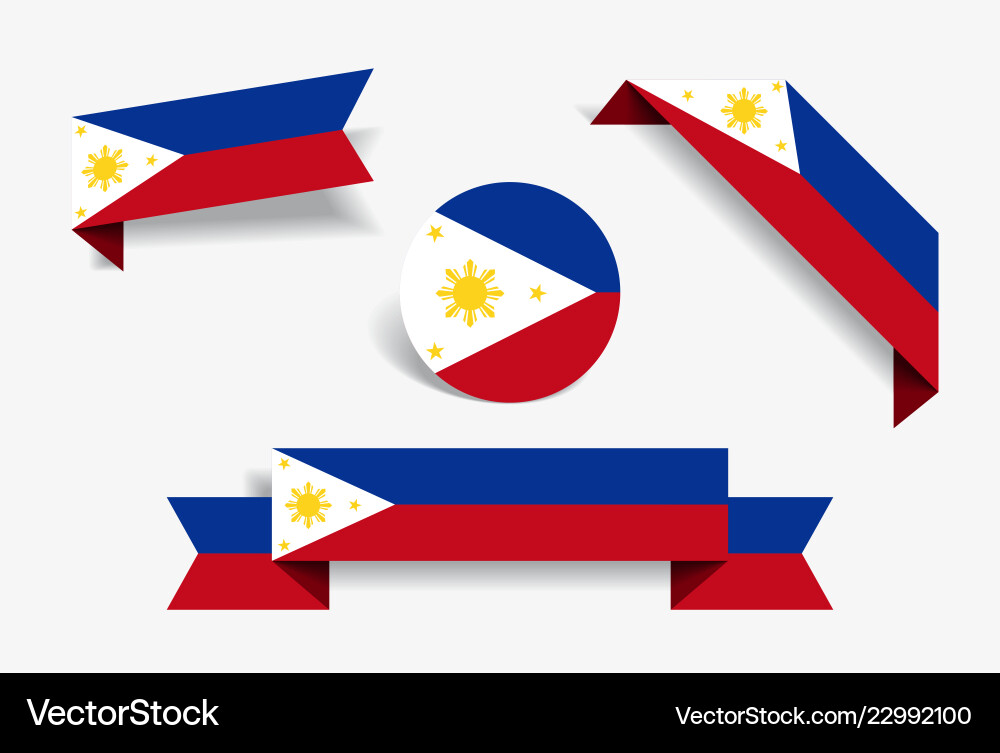 Philippines flag stickers and labels Royalty Free Vector