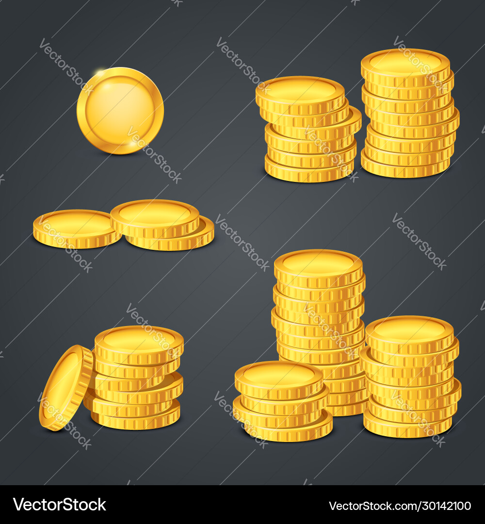 Set gold coins Royalty Free Vector Image - VectorStock