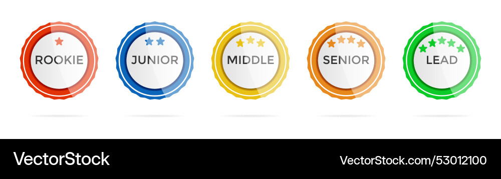Set of career level medal badges skill Royalty Free Vector