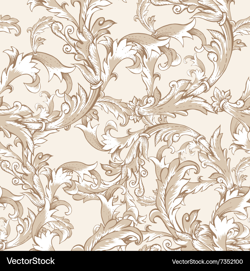 Vintage baroque seamless pattern with swirls Vector Image