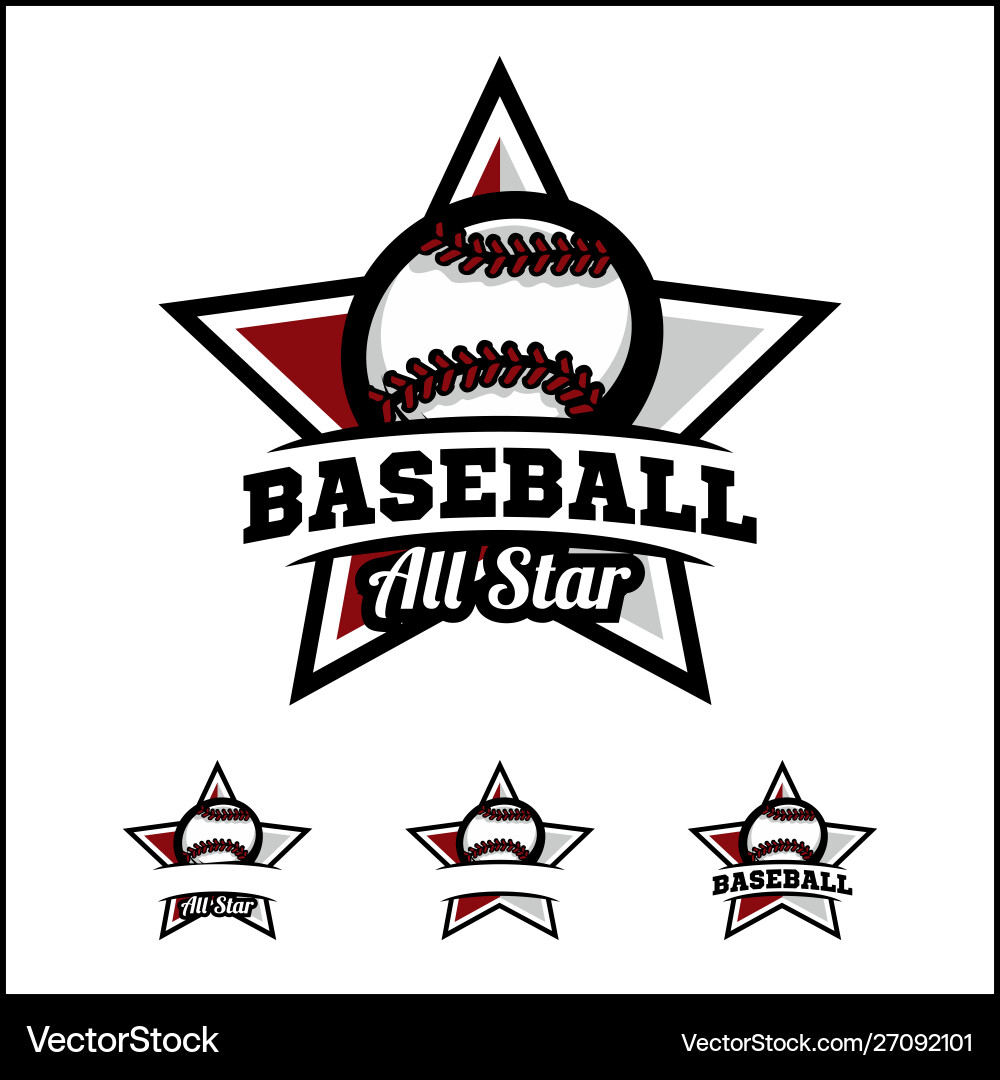 Baseball ball all star badge logo Royalty Free Vector Image
