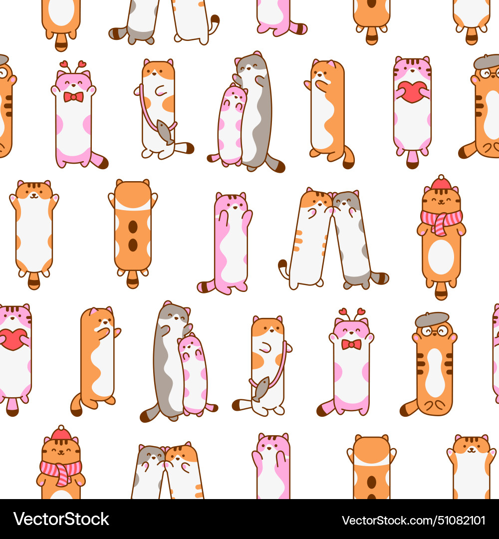 Big cat plush pillow seamless pattern Royalty Free Vector