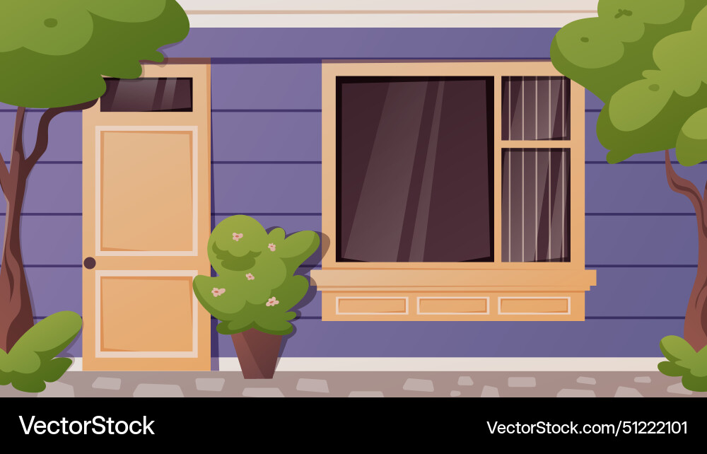 Building facade entrance doors and display Vector Image