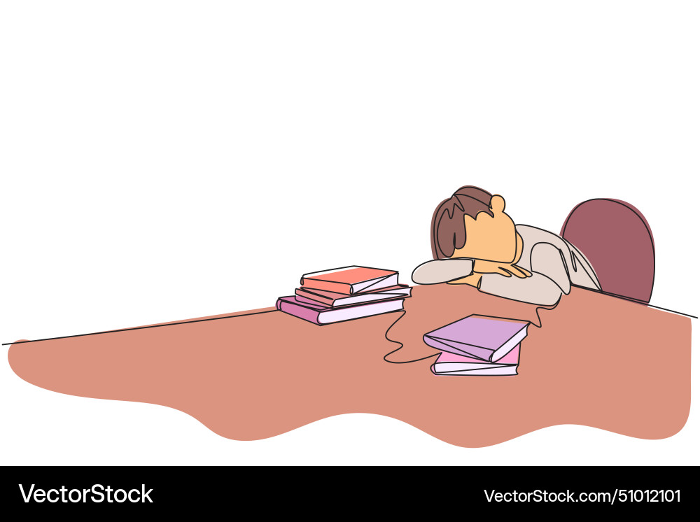 Continuous one line drawing man asleep Royalty Free Vector