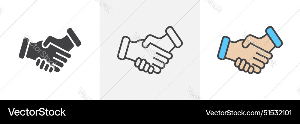 Handshake icon set business partnership deal Vector Image