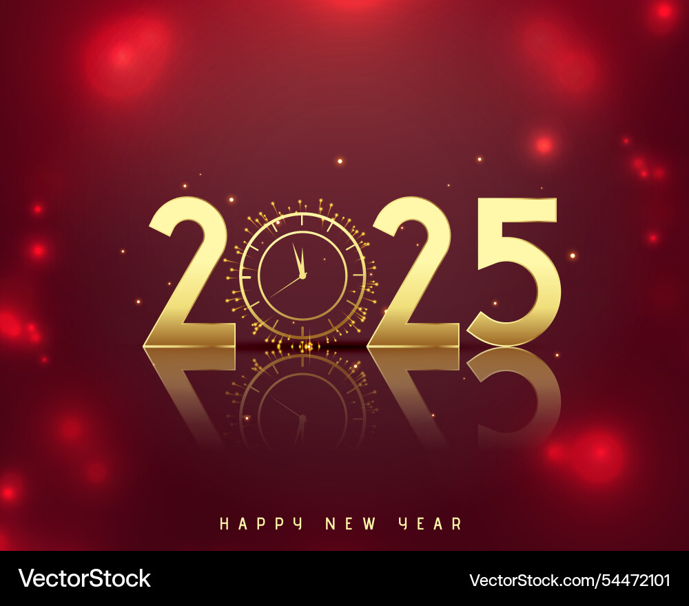 Happy new year 2025 clock background design Vector Image