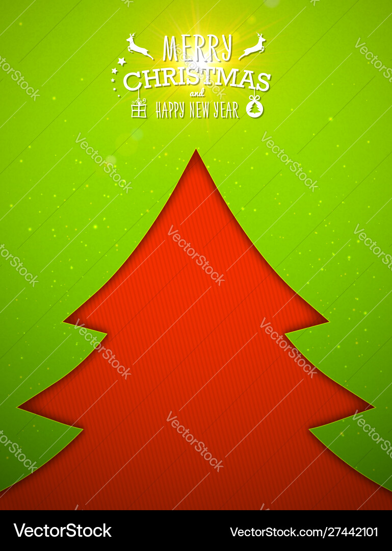 Holiday background with christmas tree paper Vector Image