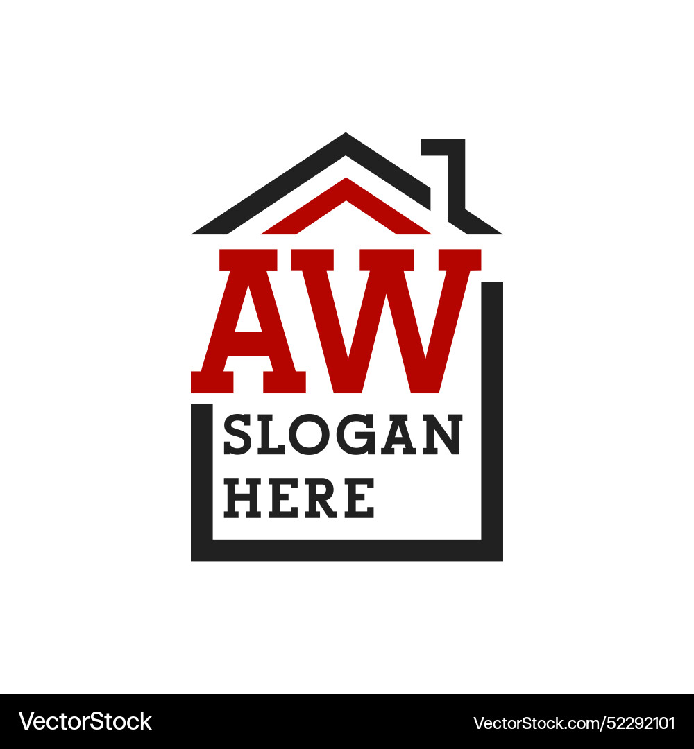 Initial aw house logo for roofing letter aw real Vector Image