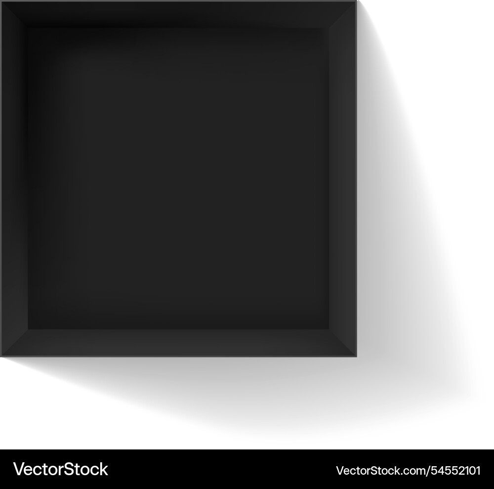 Open black square box mockup casting shadow Vector Image