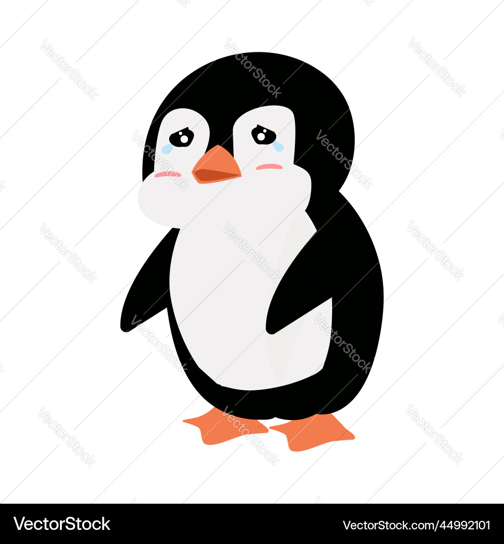 Penguin bird crying cartoon Royalty Free Vector Image
