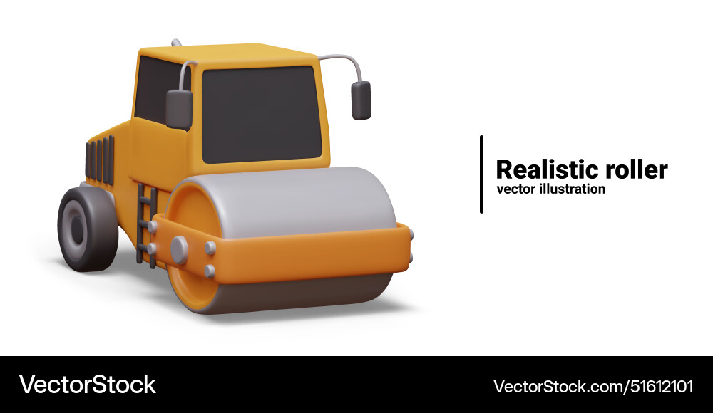 Realistic road roller front view detailed Vector Image
