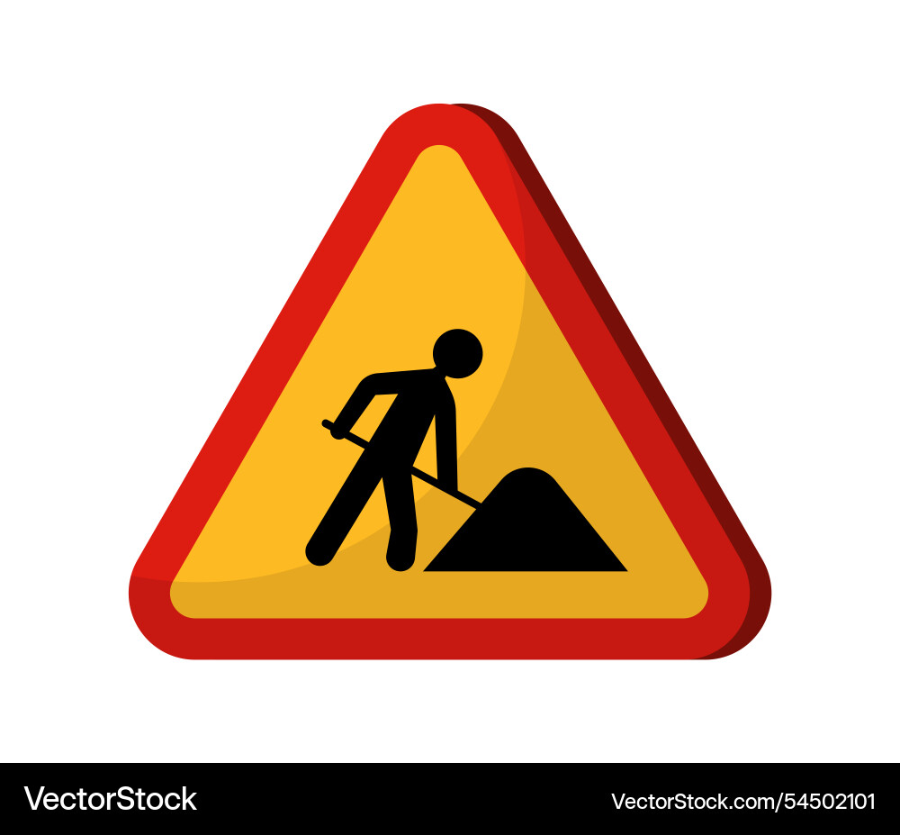 Road work sign yellow triangle roadsign with Vector Image