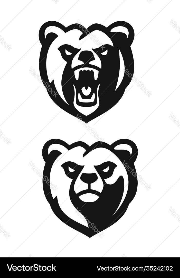 Bear mascot black emblem head on white background Vector Image