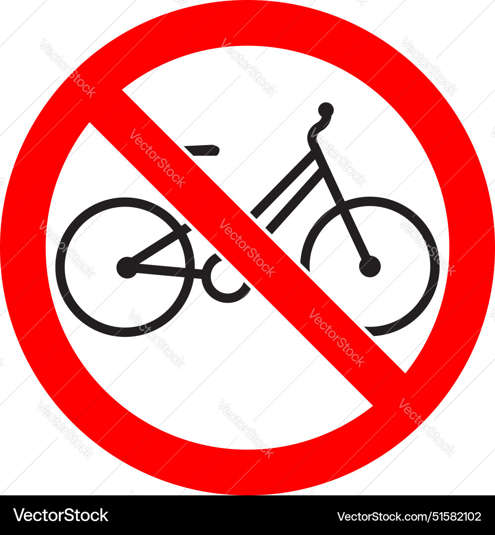 Bicycle prohibition sign no bicycles Royalty Free Vector