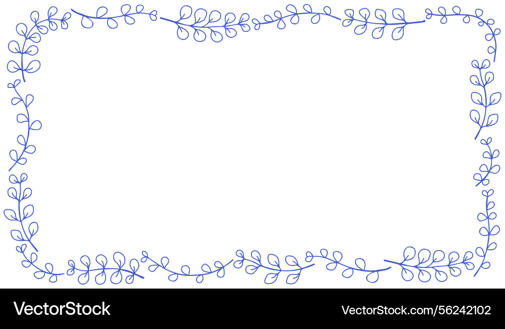 Branch rectangular border banner leaves Royalty Free Vector