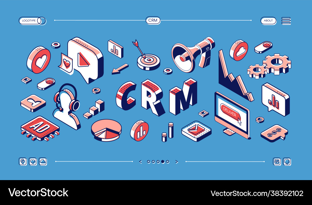 Crm customer relationship management web banner Vector Image