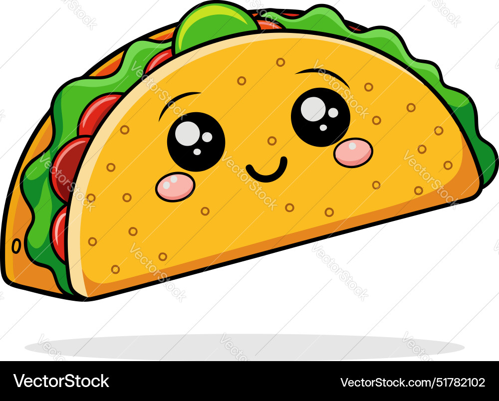 Cute tacos cartoon with in isolated layer Vector Image