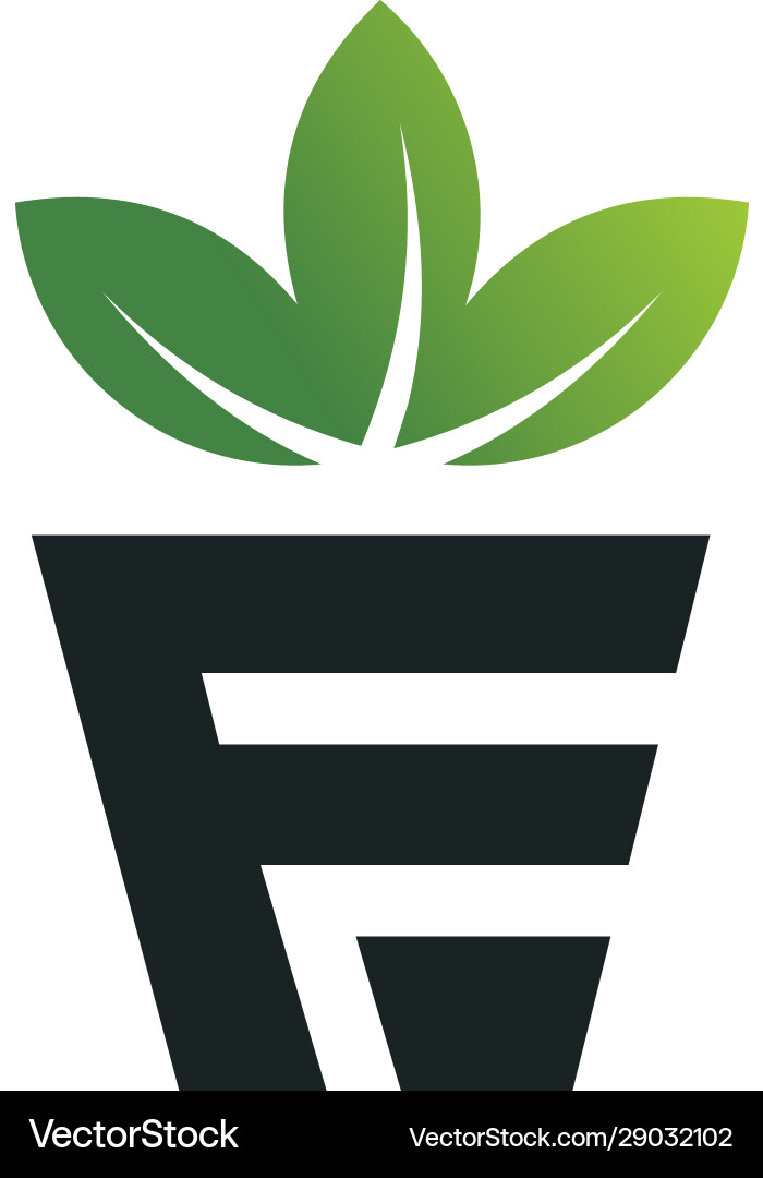 Flower leaf in pot letter f logo design Royalty Free Vector